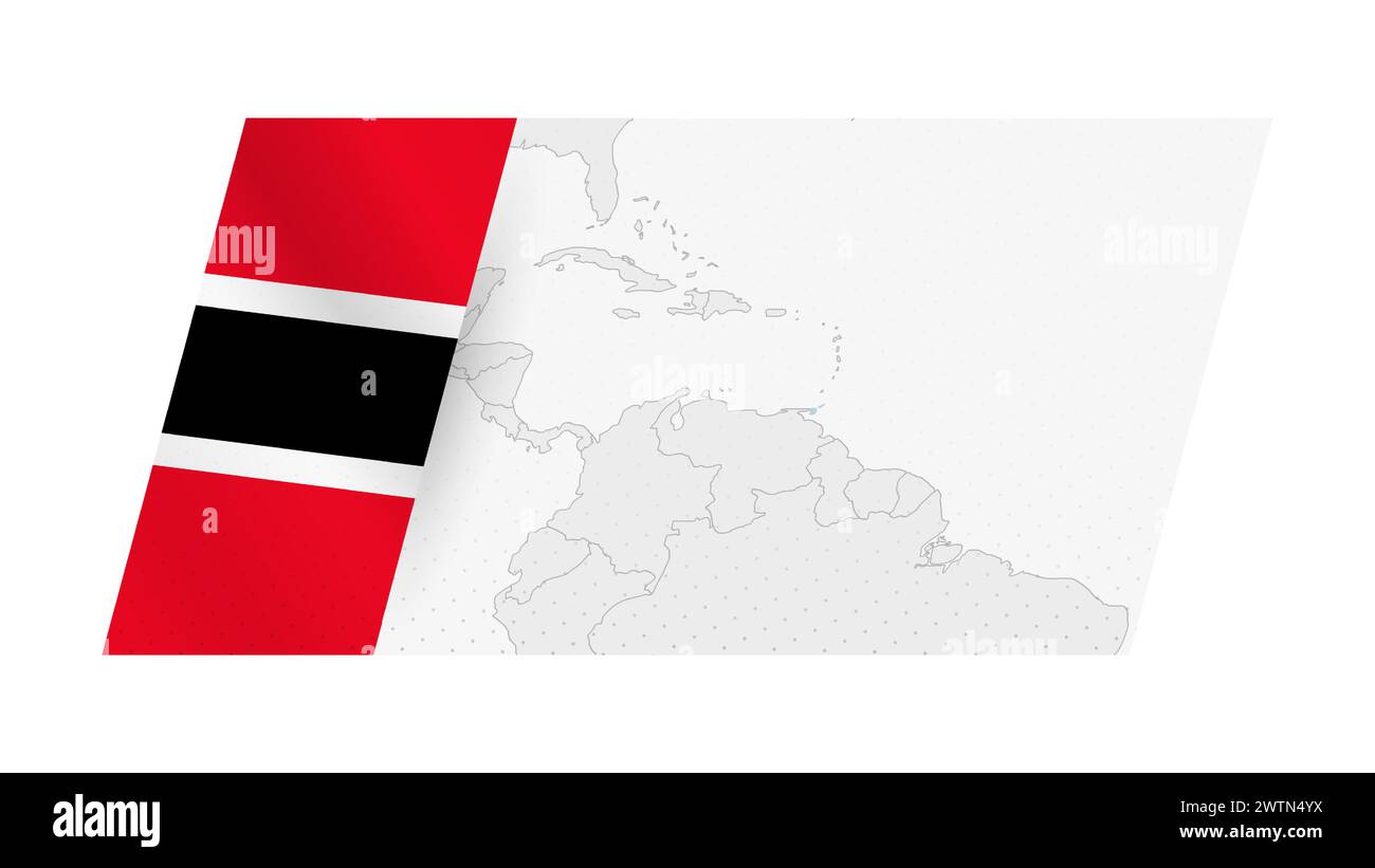Trinidad and Tobago map in modern style with flag of Trinidad and Tobago on left side. Vector ...
