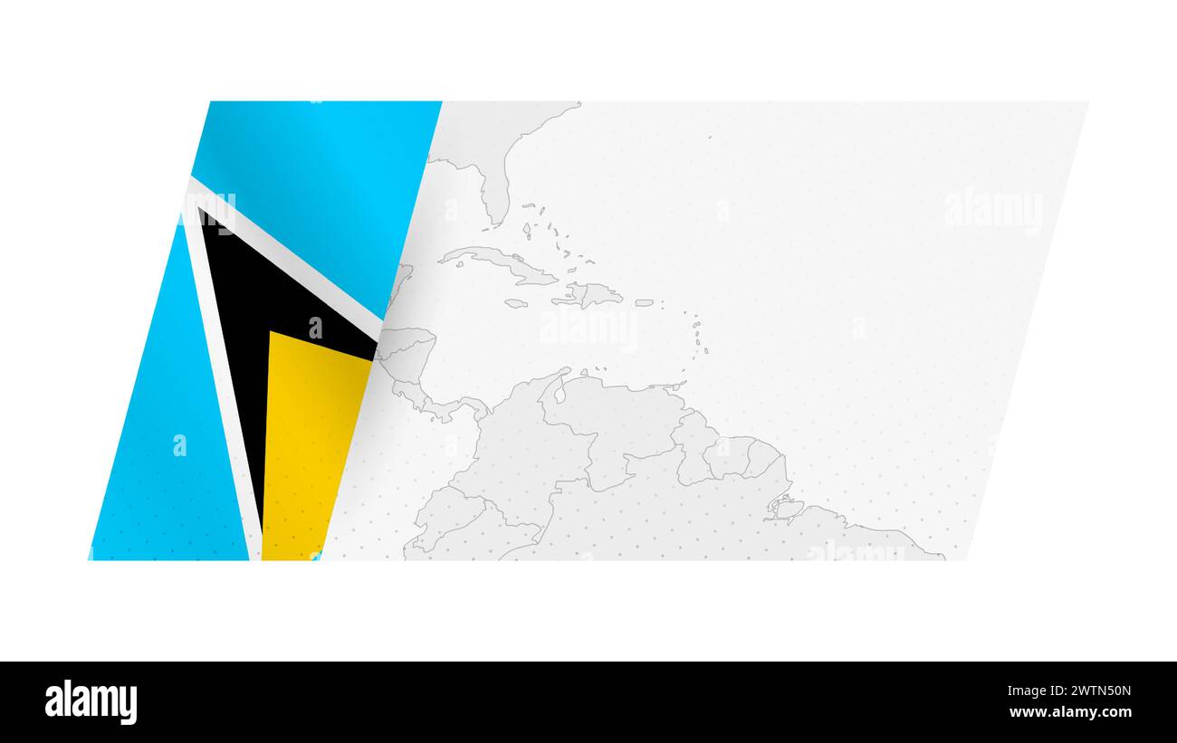 Saint Lucia map in modern style with flag of Saint Lucia on left side ...