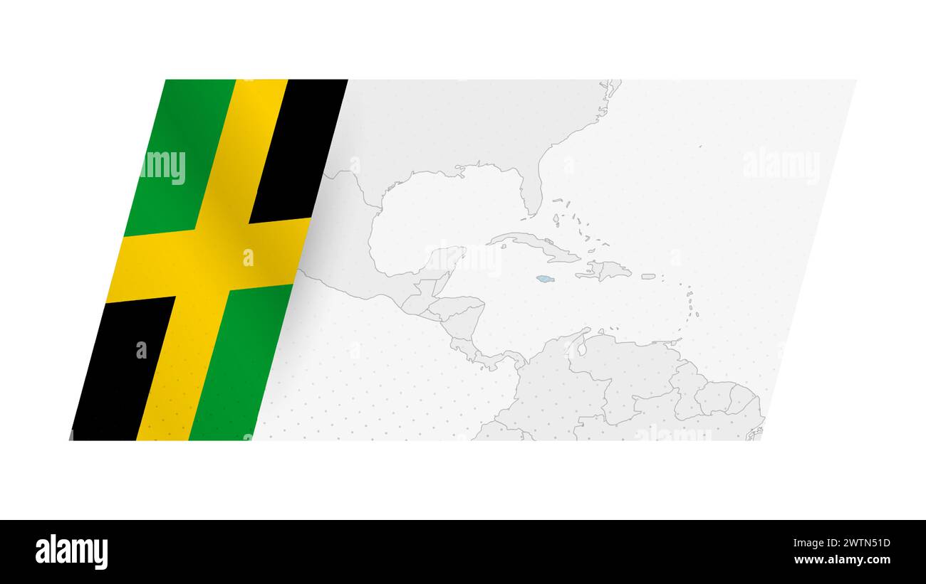 Jamaica map in modern style with flag of Jamaica on left side. Vector ...