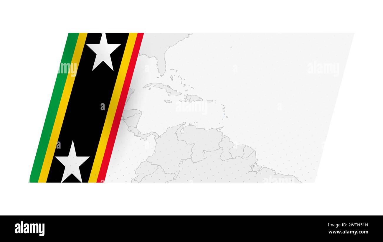 Saint Kitts and Nevis map in modern style with flag of Saint Kitts and ...