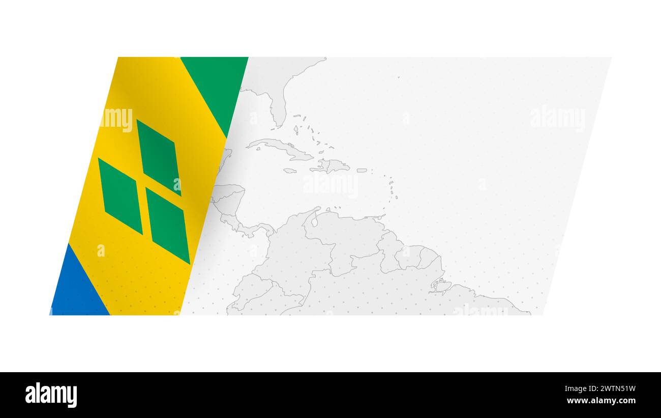Saint Vincent and the Grenadines map in modern style with flag of Saint ...