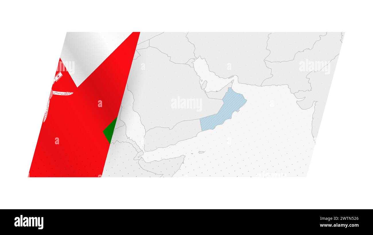 Oman map in modern style with flag of Oman on left side. Vector ...