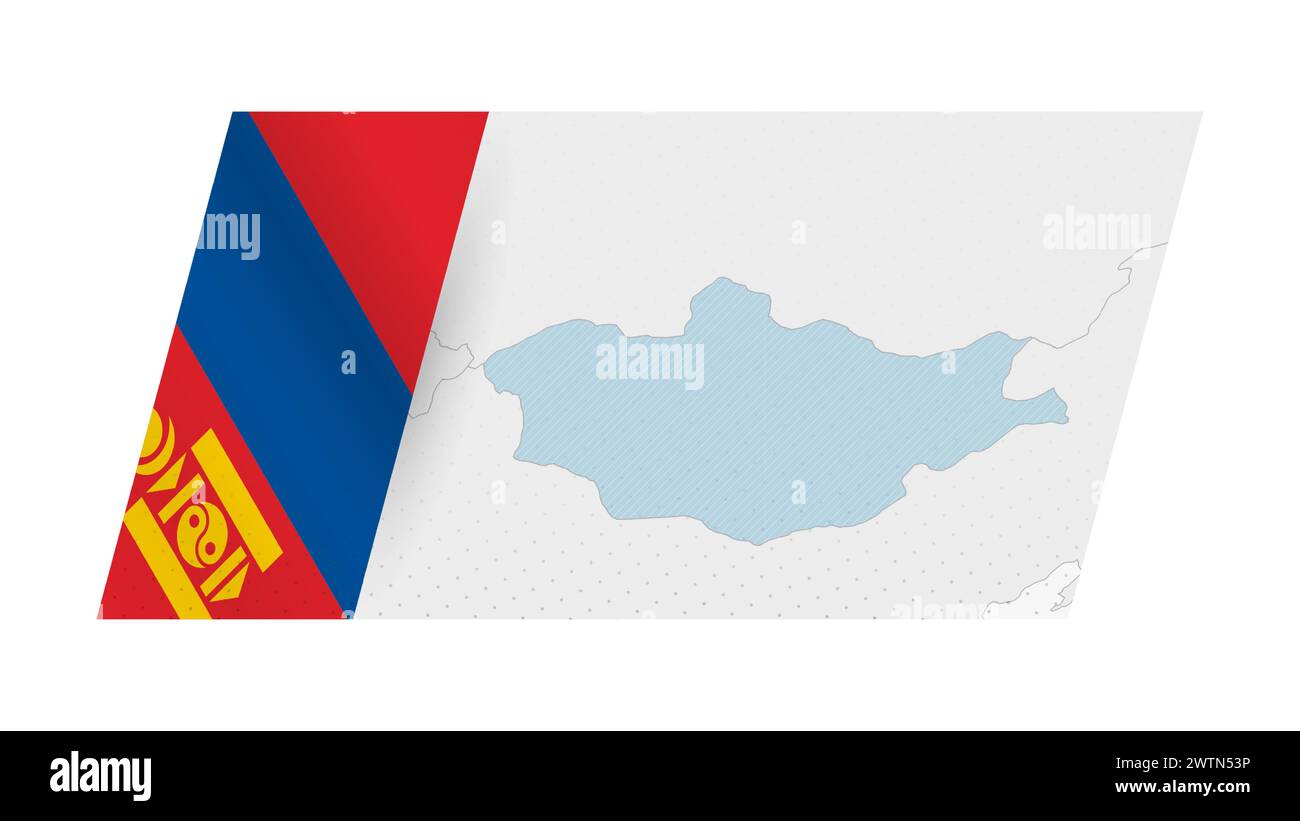 Mongolia map in modern style with flag of Mongolia on left side. Vector ...