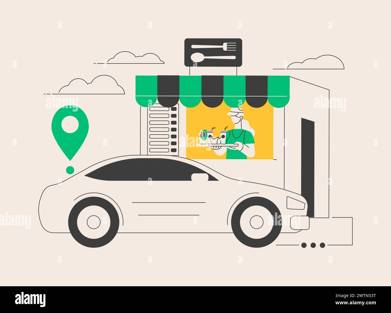 Drive-in restaurant abstract concept vector illustration Stock Vector ...