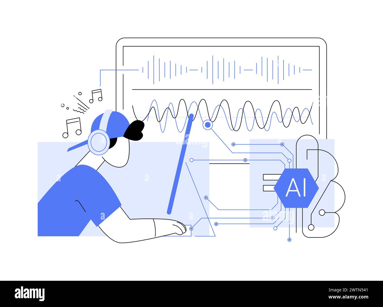 AI-Generated Music Composition abstract concept vector illustration ...