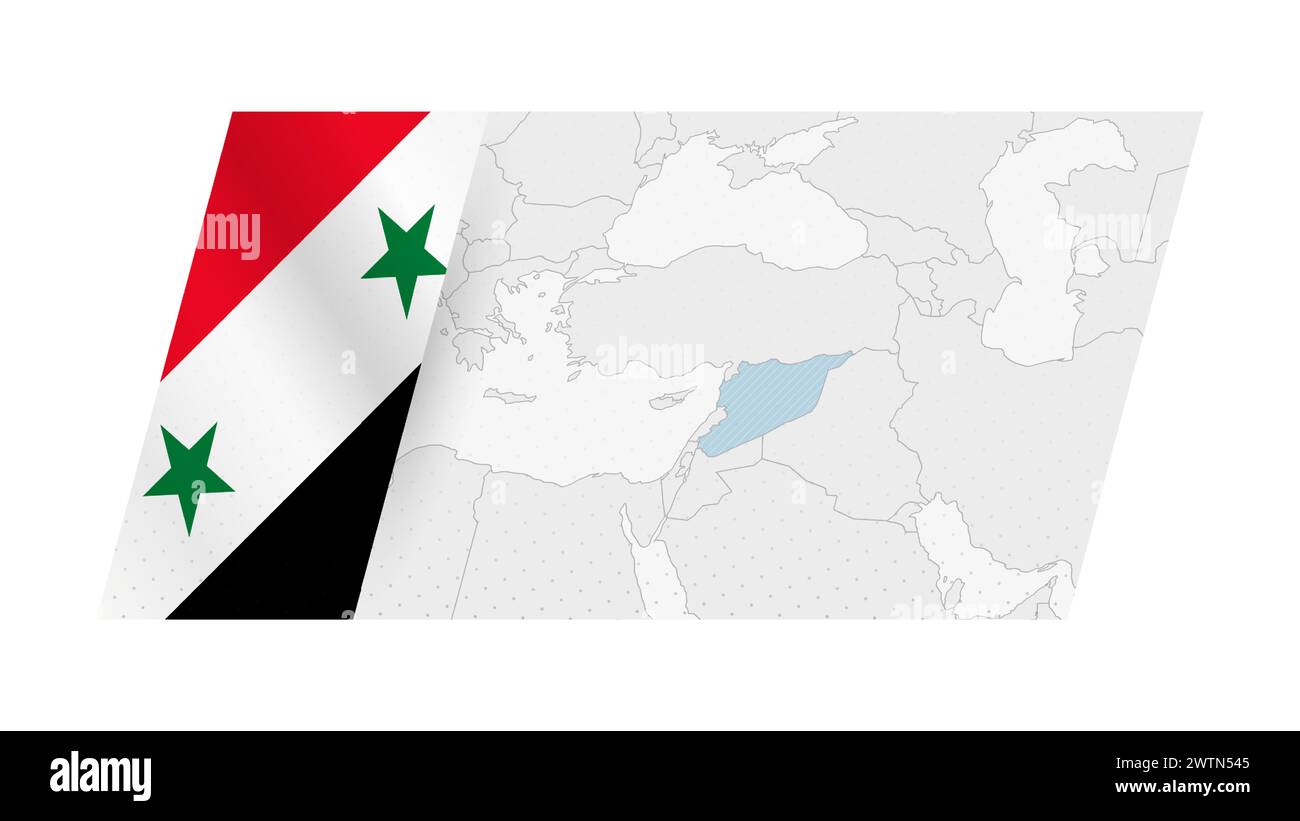 Syria map in modern style with flag of Syria on left side. Vector ...