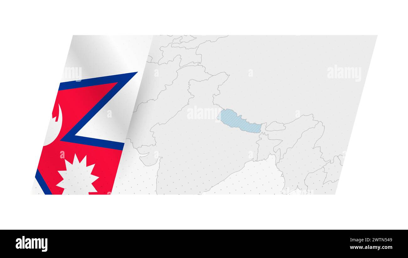 Nepal map in modern style with flag of Nepal on left side. Vector ...
