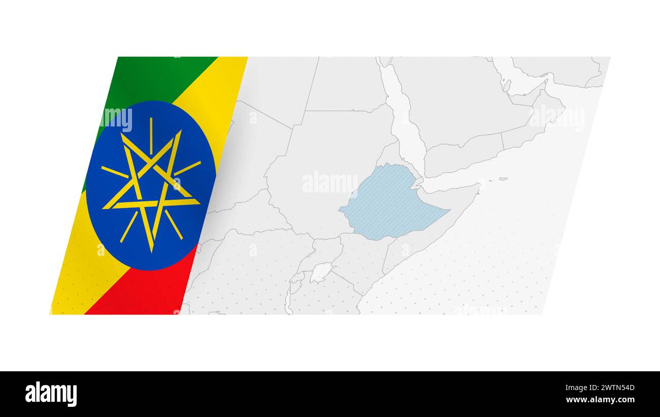 Ethiopia map in modern style with flag of Ethiopia on left side. Vector ...