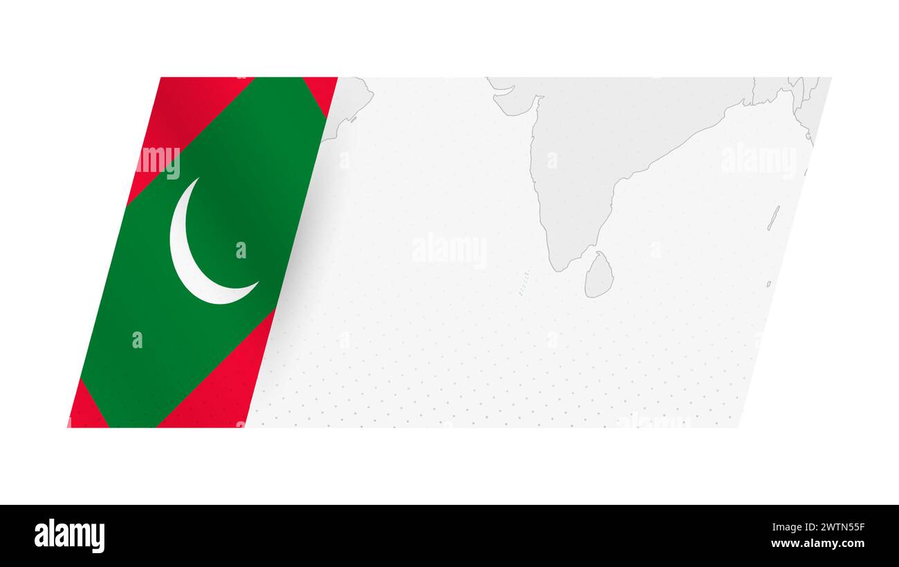 Maldives map in modern style with flag of Maldives on left side. Vector ...