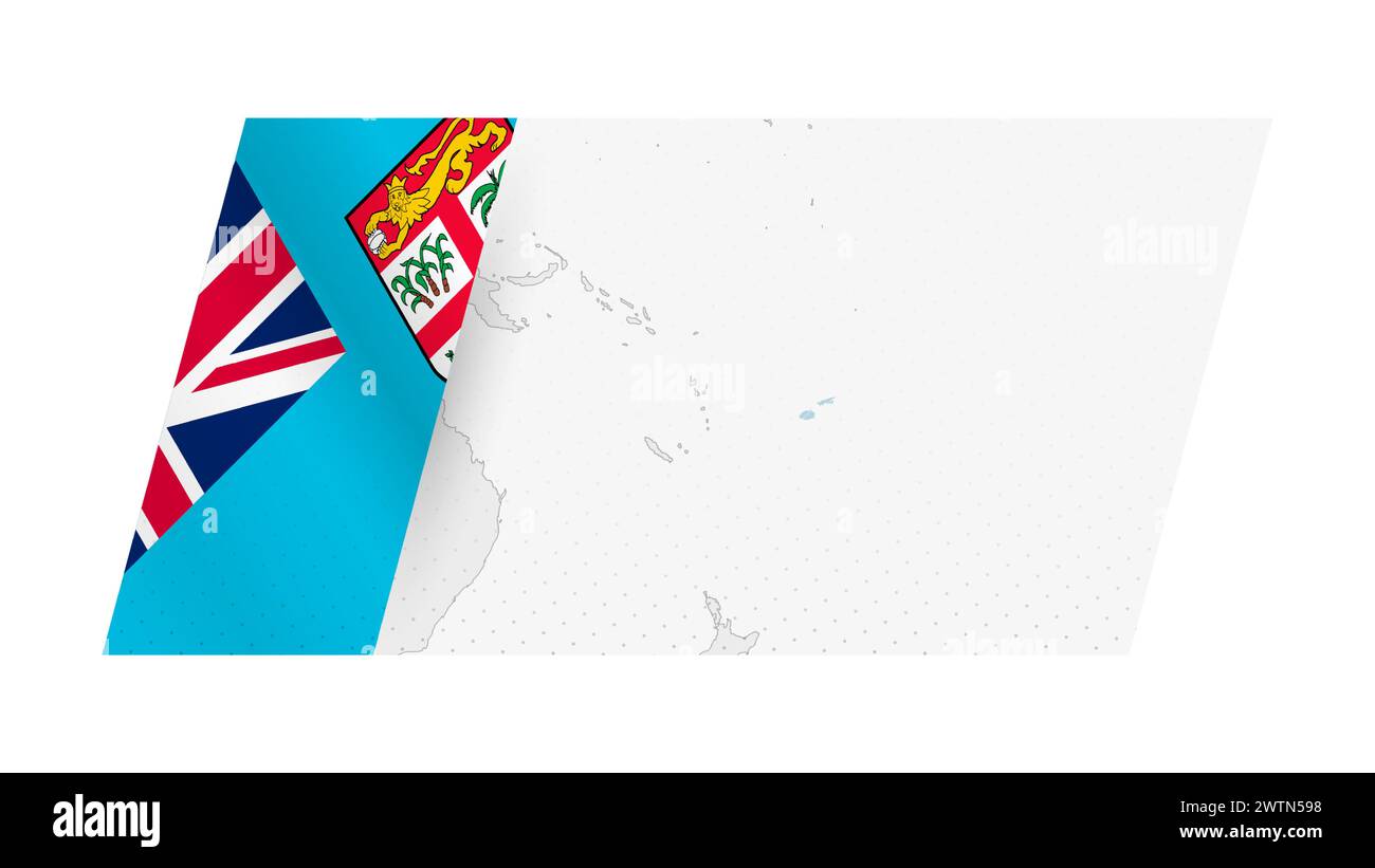 Fiji map in modern style with flag of Fiji on left side. Vector ...