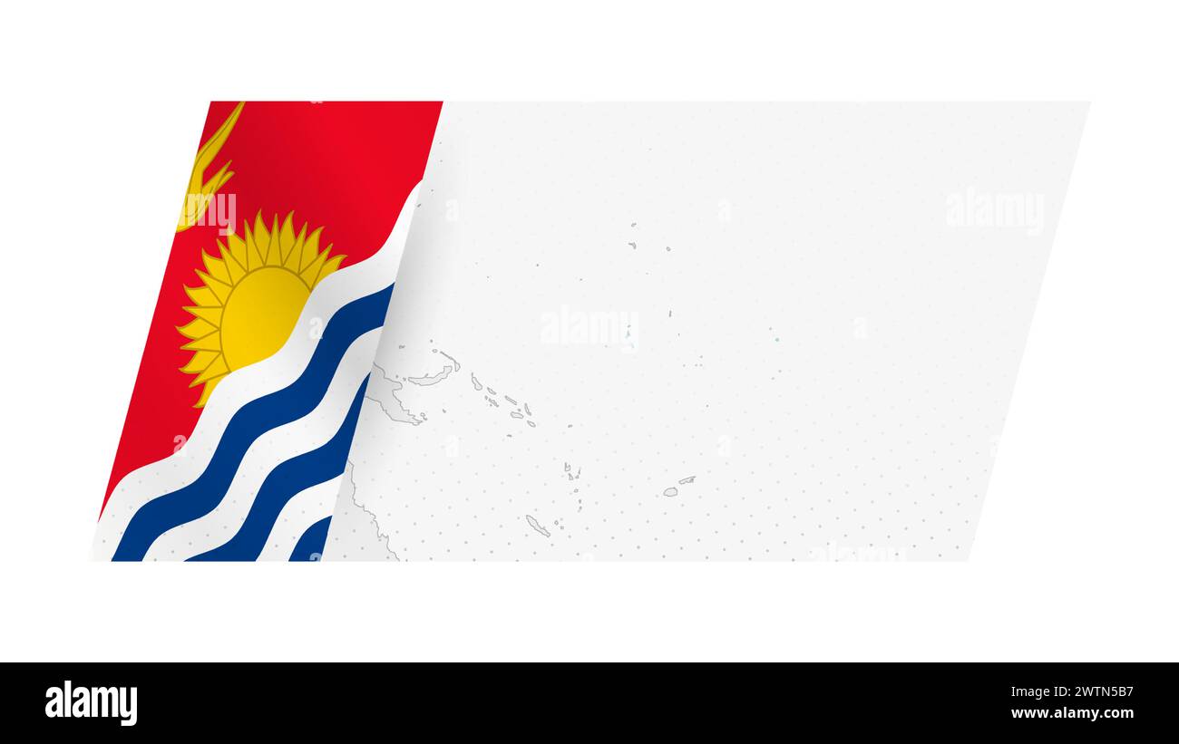 Kiribati map in modern style with flag of Kiribati on left side. Vector ...