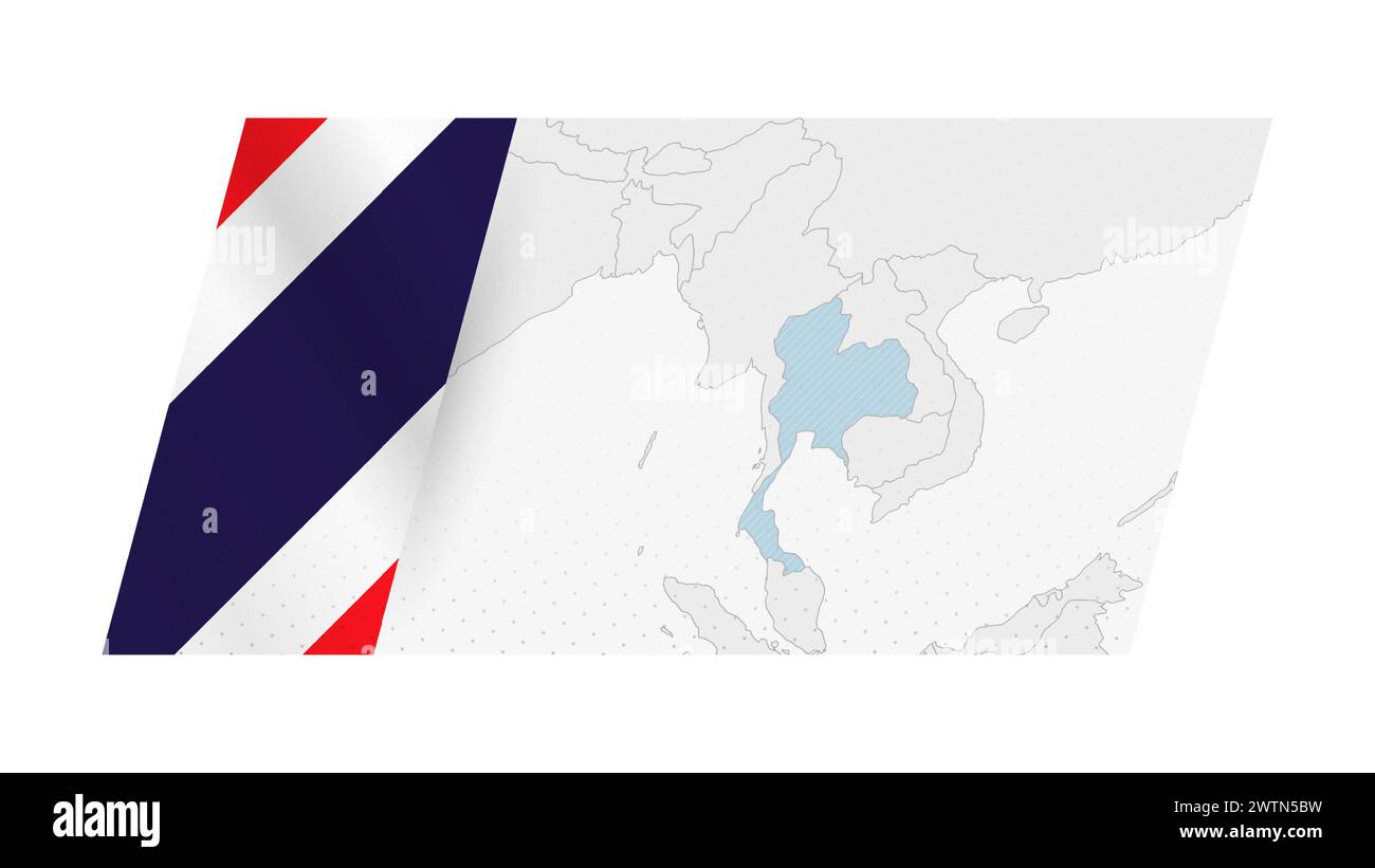 Thailand map in modern style with flag of Thailand on left side. Vector ...
