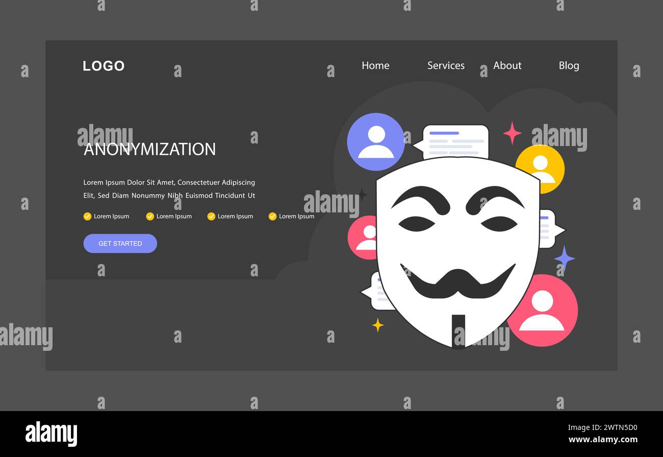 Anonymization Web Banner Or Landing Page Dark Or Night Mode Anonymous