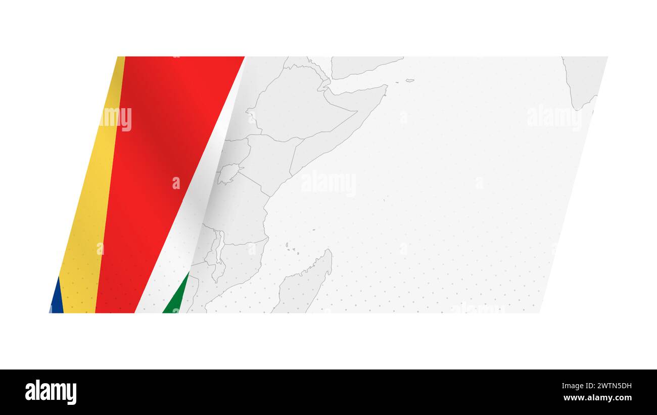 Seychelles map in modern style with flag of Seychelles on left side. Vector illustration of a ...