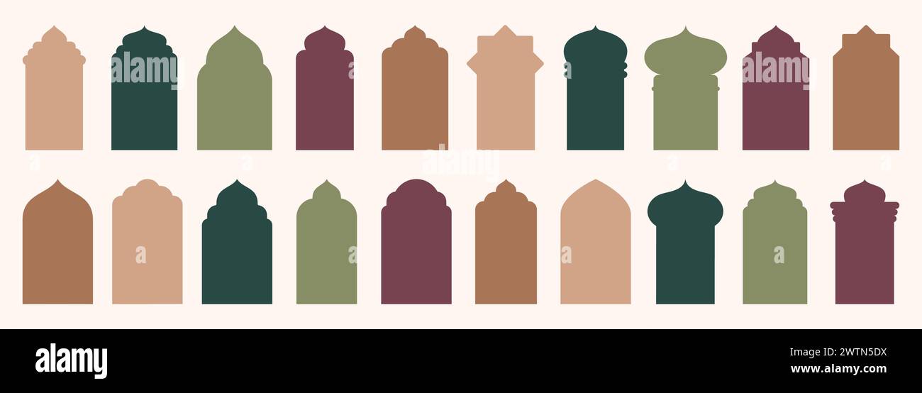 Shape Islamic door and window silhouette Arabic arch. Collection of ...