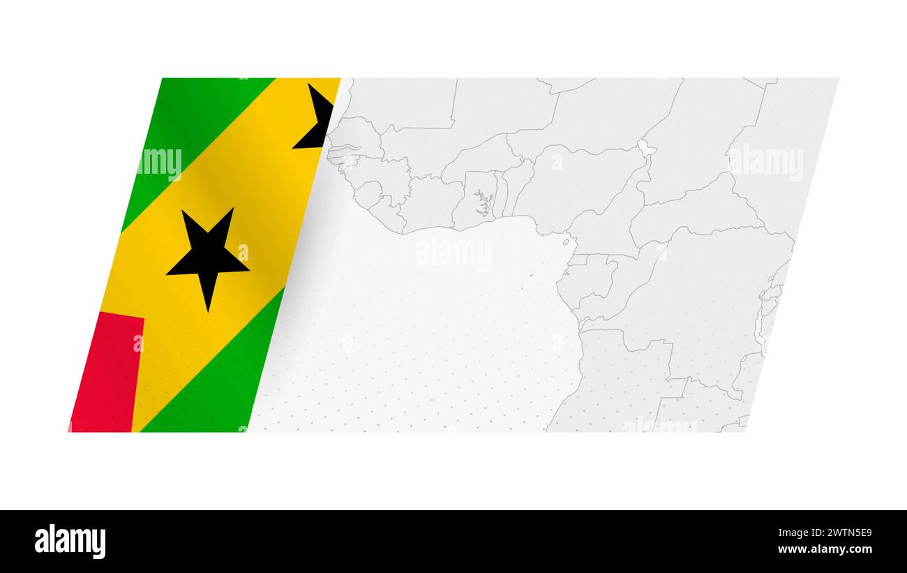 Sao Tome and Principe map in modern style with flag of Sao Tome and ...