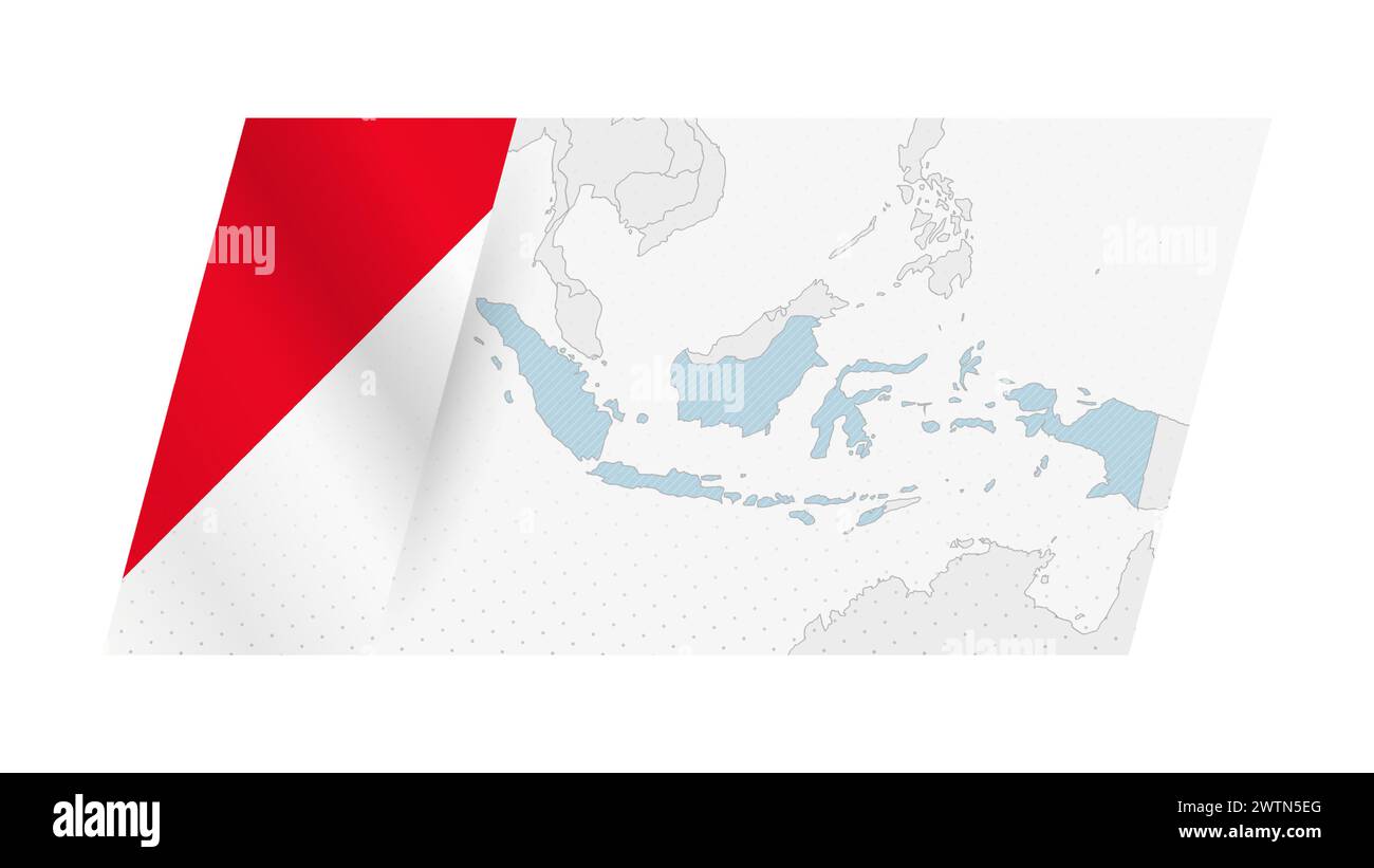 Indonesia map in modern style with flag of Indonesia on left side ...