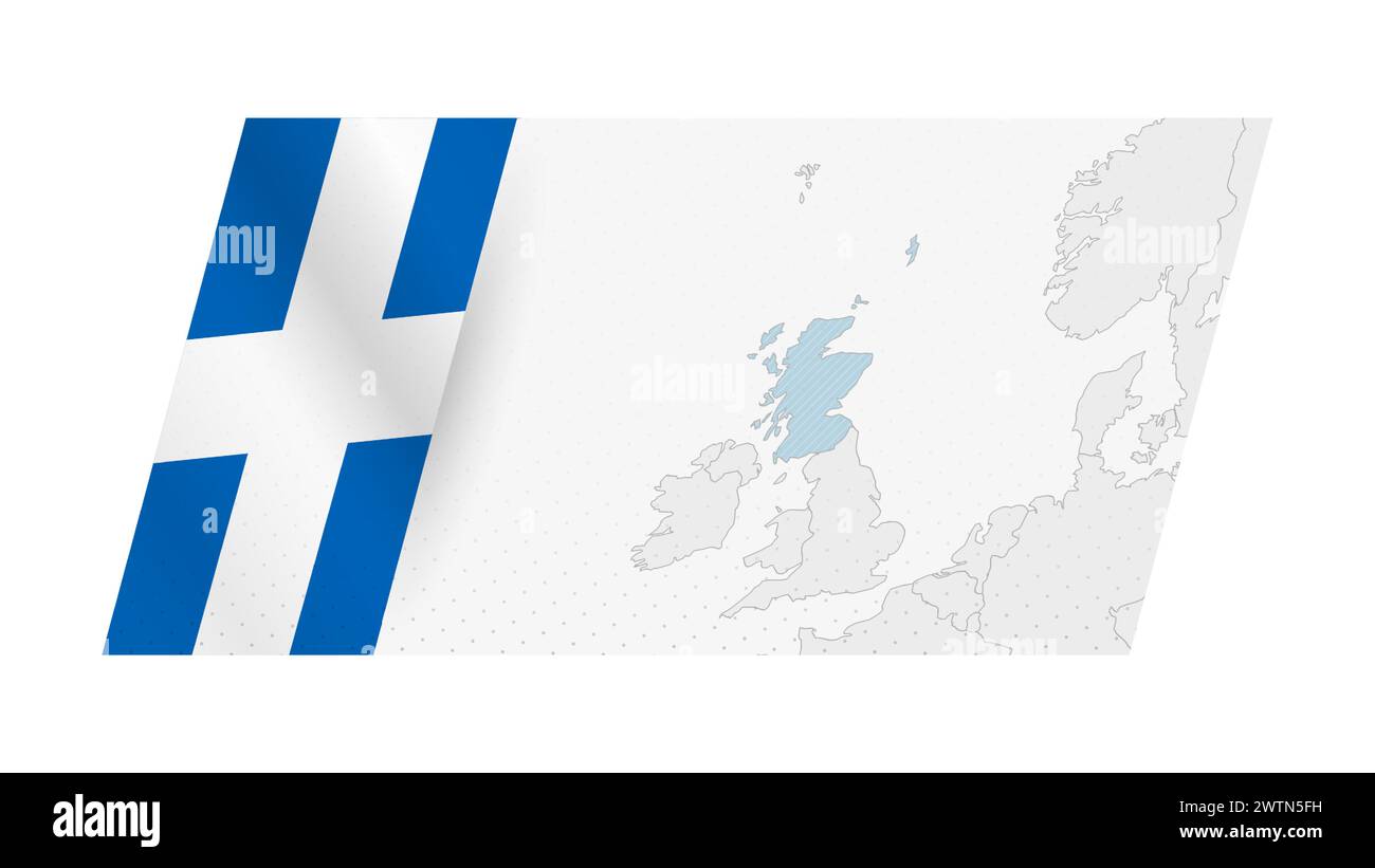 Scotland map in modern style with flag of Scotland on left side. Vector ...