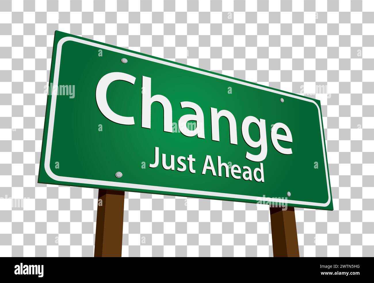 Change Just Ahead Green Road Sign Vector Illustration on A Transparent ...