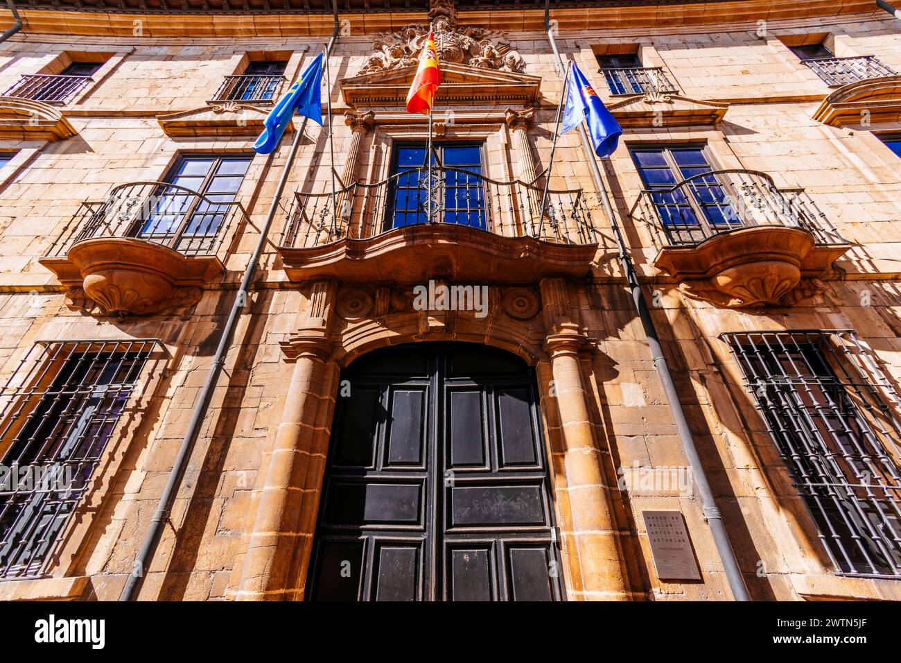 Main facade of the Velarde palace, that houses the Museum of Fine Arts ...
