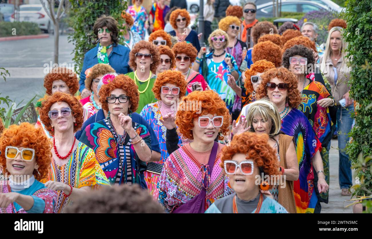 A group of Helens dance to the music at the Yorba Linda Town Center in ...