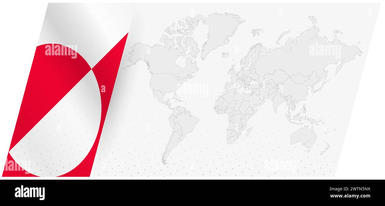 World map in modern style with flag of Greenland on left side Stock ...