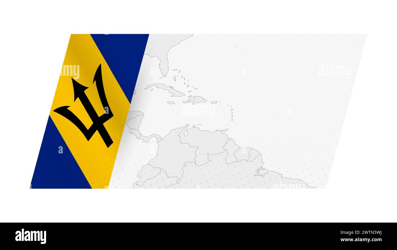 Barbados map in modern style with flag of Barbados on left side. Vector ...