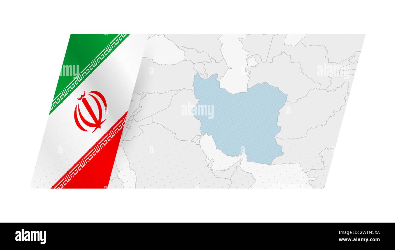 Iran map in modern style with flag of Iran on left side. Vector illustration of a map Stock ...