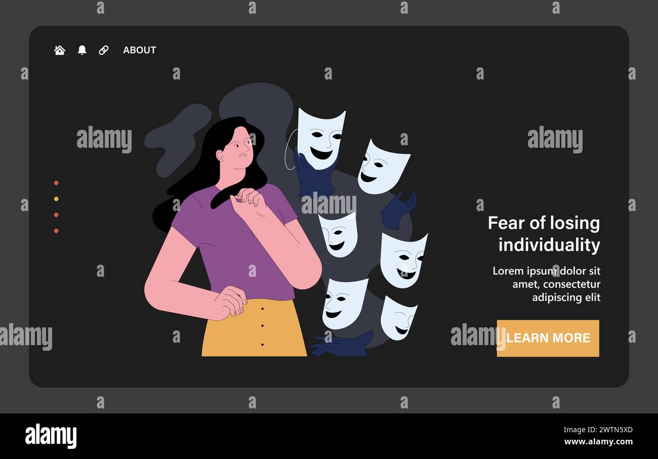 Fear of losing individuality. Frightened contemplative young woman ...