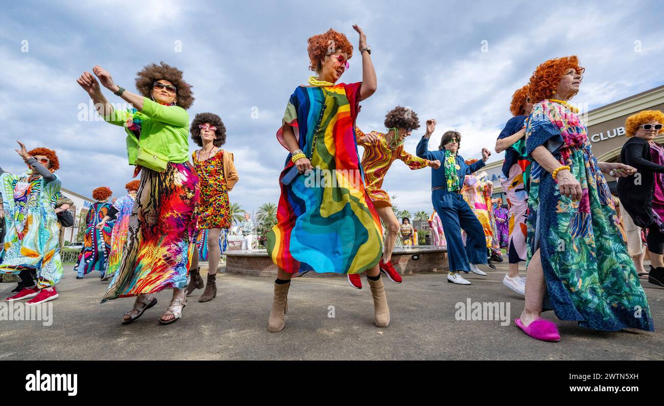 A group of Helens dance to the music at the Yorba Linda Town Center in ...