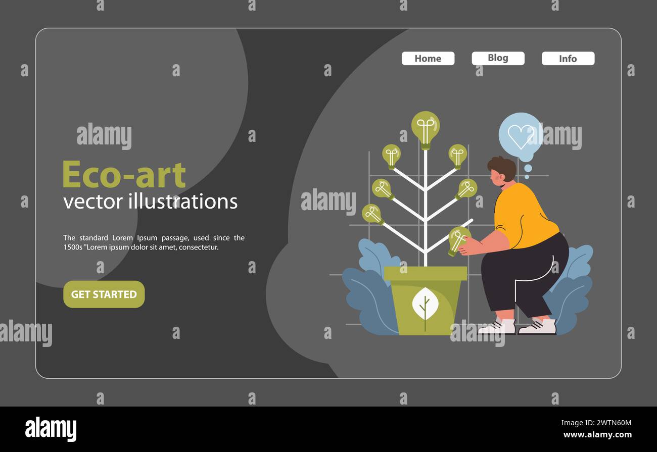 Eco-Art Vector Illustration. A person engages in upcycling ...