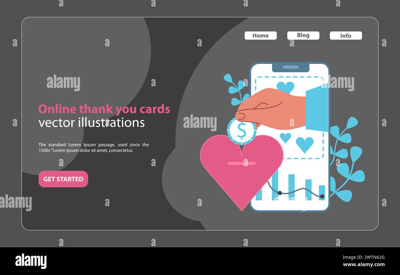 Expressing gratitude digitally web or landing. A heartfelt thanks ...