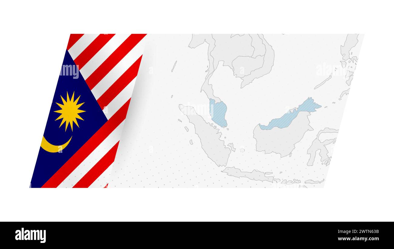 Malaysia map in modern style with flag of Malaysia on left side. Vector ...