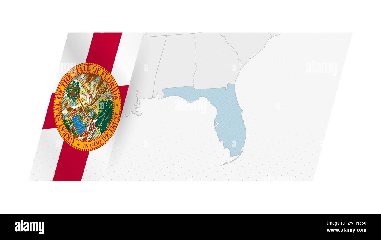 Florida map in modern style with flag of Florida on left side. Vector ...