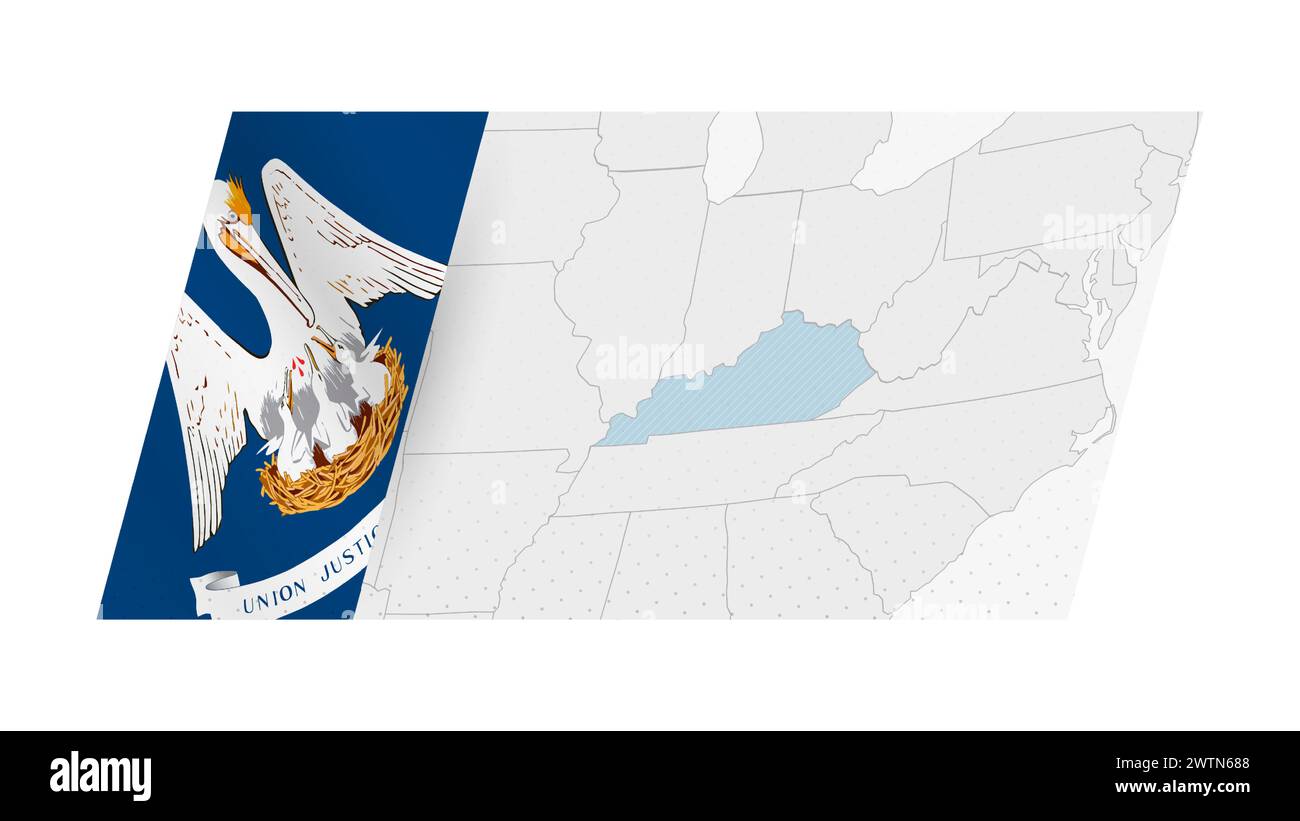 Louisiana map in modern style with flag of Louisiana on left side ...