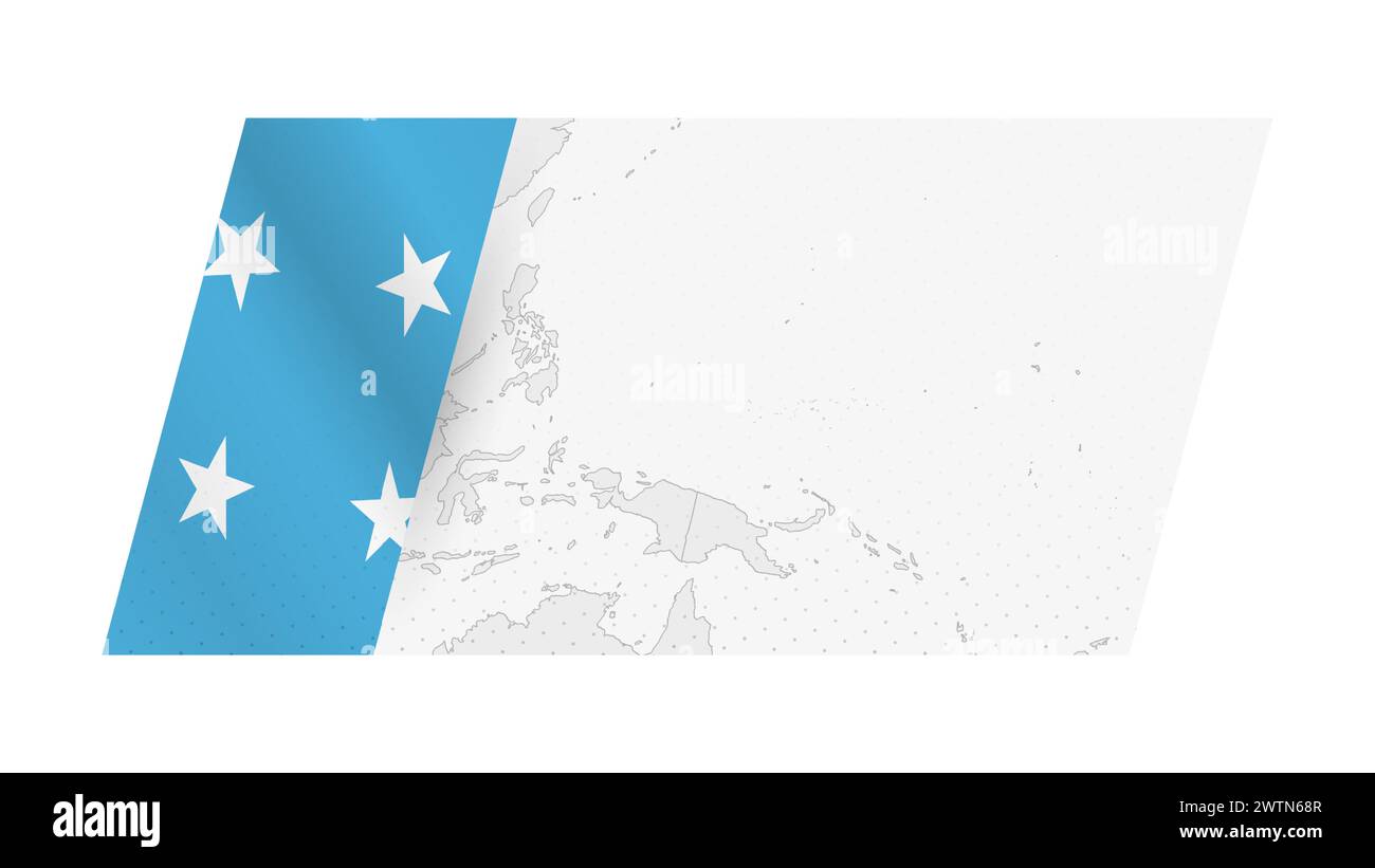 Micronesia map in modern style with flag of Micronesia on left side ...