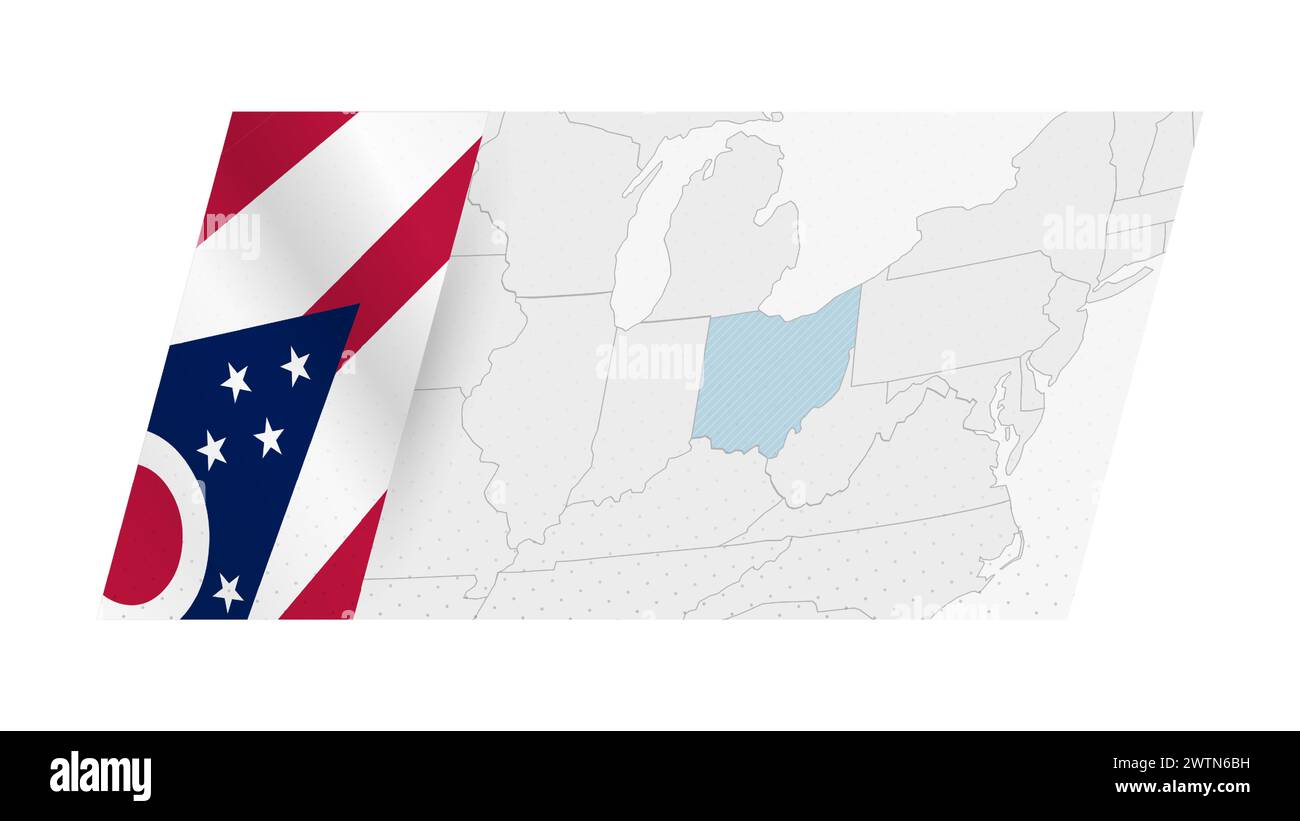 Ohio map in modern style with flag of Ohio on left side. Vector ...