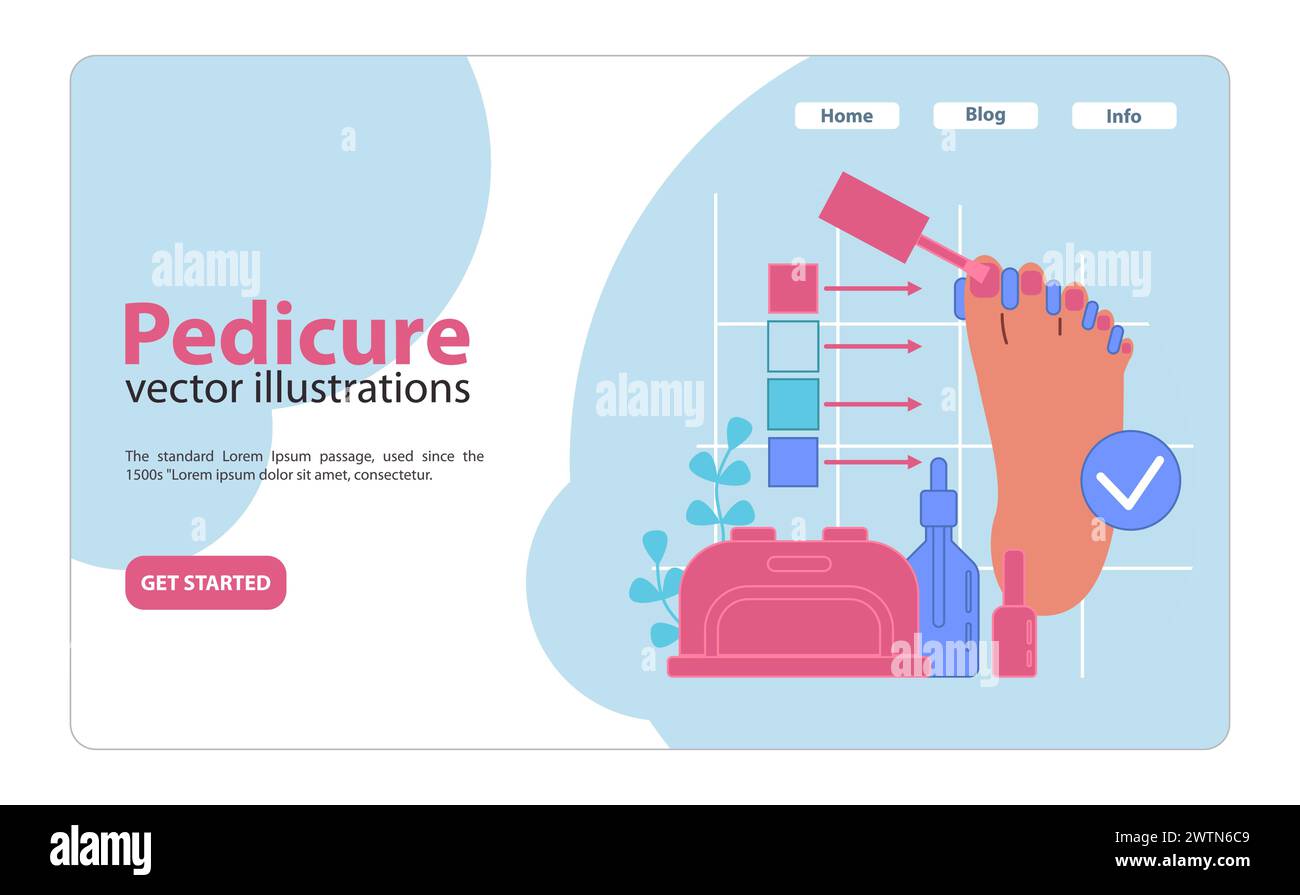 Pedicure process illustration. A step-by-step foot beautification ...
