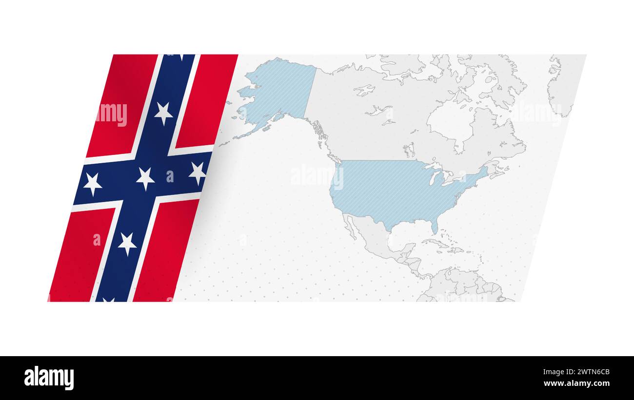 USA map in modern style with flag of Confederate on left side. Vector ...