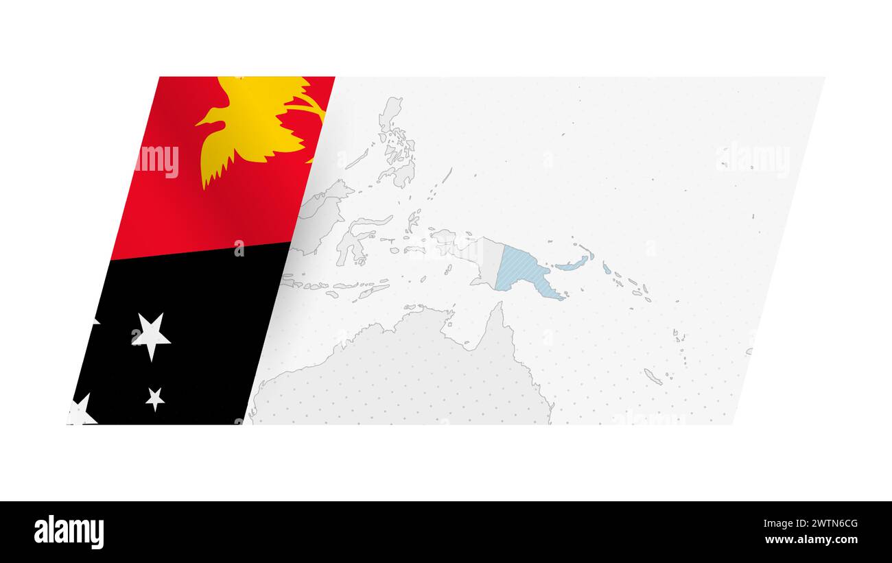 Papua New Guinea map in modern style with flag of Papua New Guinea on ...