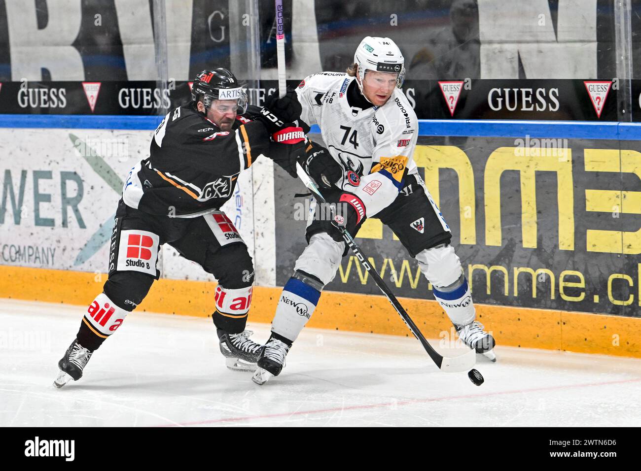 Porza, Switzerland. 18th Mar, 2024. 18.03.2024, Porza, Corner Arena, NL Quarterfinals: HC Lugano ...