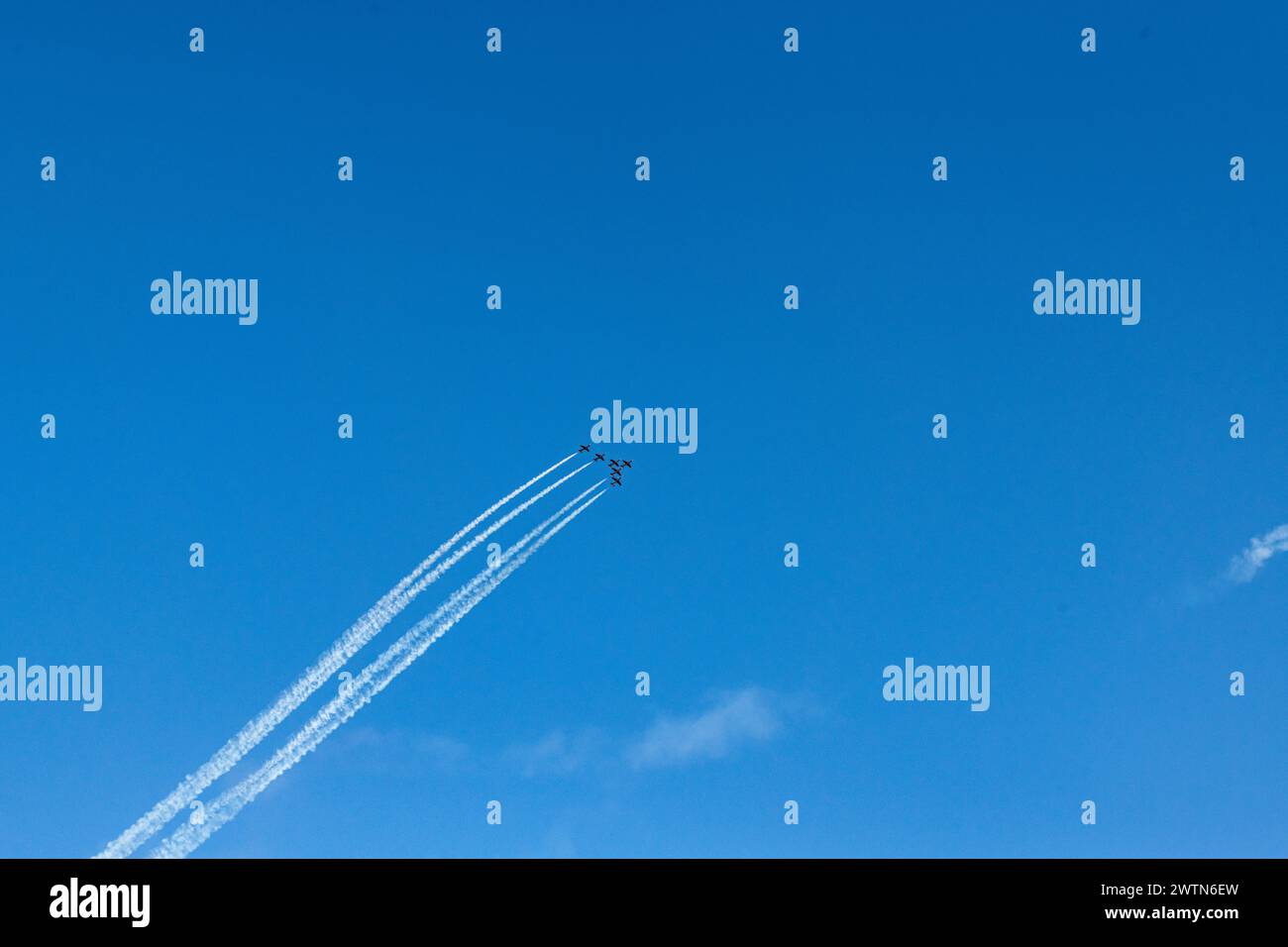Planes flying in formation as part of an Aerobatic airshow Stock Photo ...