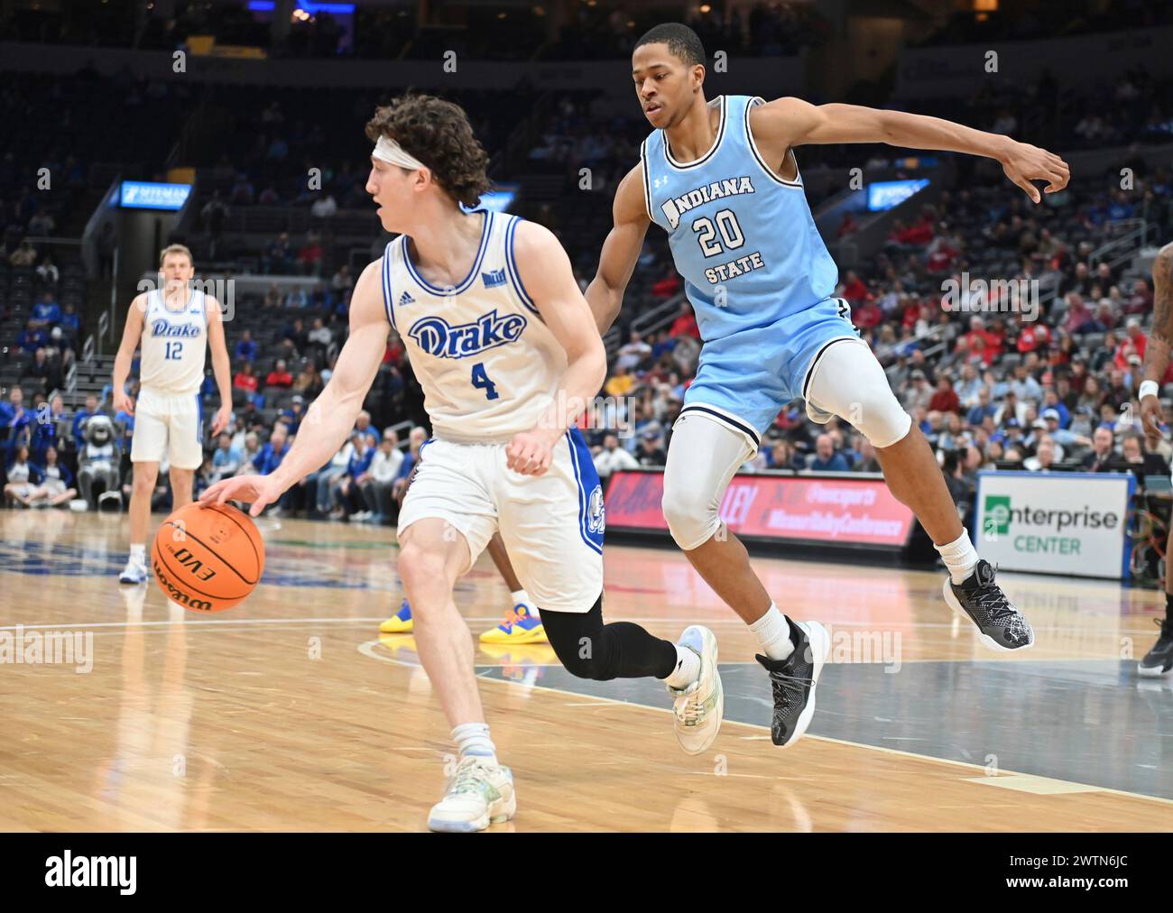 ST. LOUIS, MO - MARCH 10: Drake Bulldogs guard Conor Enright (4 ...