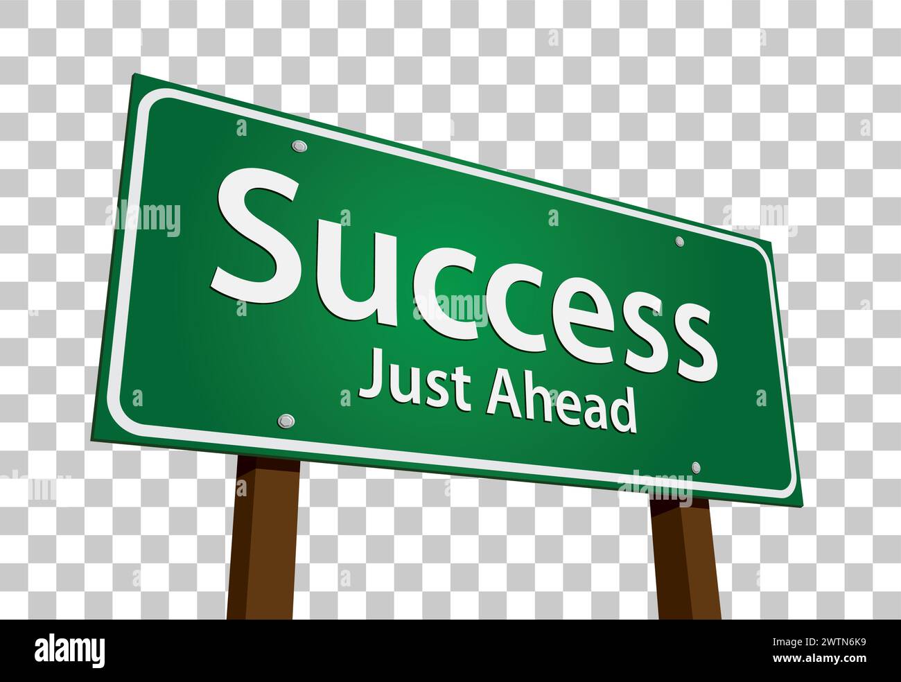 Success Just Ahead Green Road Sign Vector Illustration on A Transparent ...