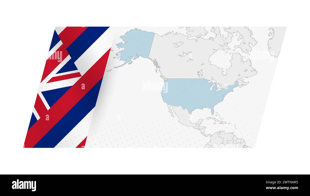 USA map in modern style with flag of Hawaii on left side. Vector ...