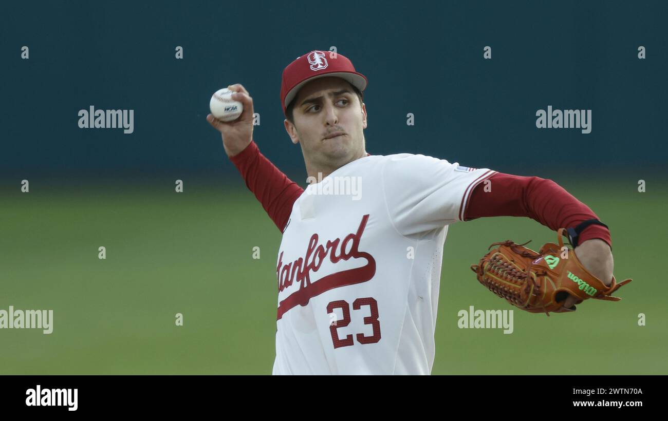 Stanford pitcher Jaden Bruno (23) pitches during an NCAA baseball game ...