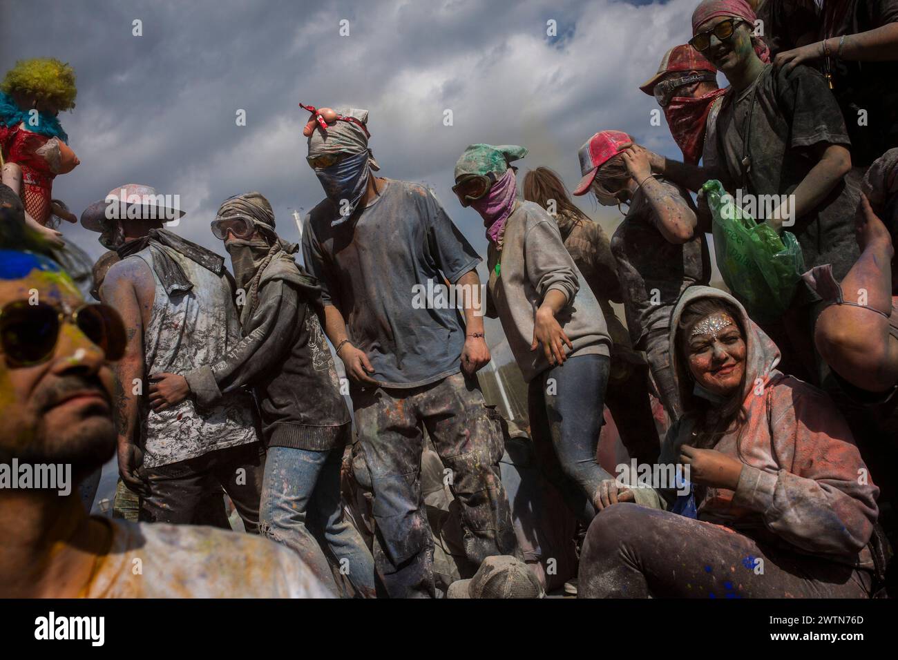 Galaxidi, Greece. 18th Mar, 2024. Revelers take part in the "Flour War ...