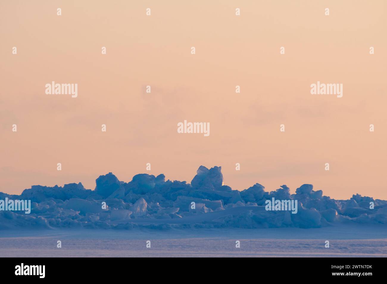 Seascape of rough pack ice over the Chukchi sea in springtime, off ...