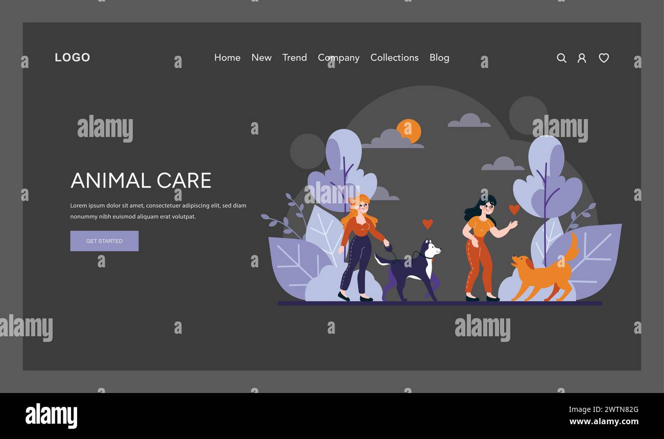 Compassionate animal care set. Vibrant depiction of joyful pet ...