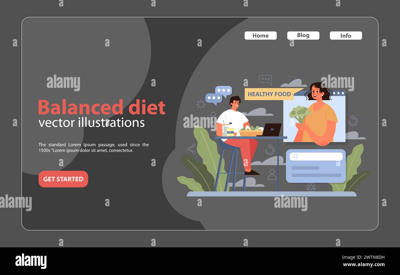 Balanced Diet depiction. A serene setting with individuals engaging in ...